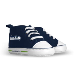 masterpieces - nfl baby pre-walkers shoes, officially licensed seattle seahawks football, high top sneakers, soft anti-slip soles, boys and girls, 0-6 months team color