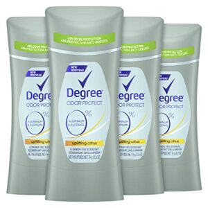 degree 0% aluminum free deodorant uplifting citrus 4 count 48h odor protection deodorant for women 2.6 oz