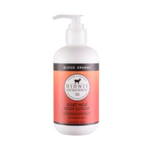 dionis goat milk hydrating skincare cream, rich & creamy daily moisturizing blood orange scented body lotion for dry skin, made in the usa, cruelty-free & paraben-free, 8.5 oz bottle