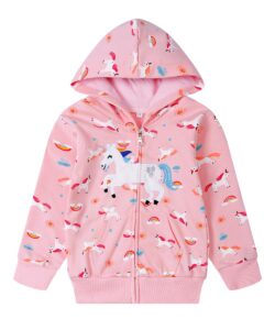 akyzic jackets for girls zip up hoodie unicorn jacket kids back to school outfit hooded sweatshirt toddler winter outerwear 5t/3012