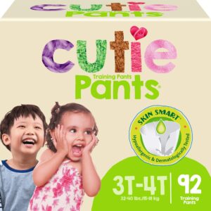 cuties 3t/4t potty training pants for girls and boys, hypoallergenic with skin smart, 92 count