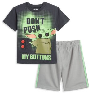 star wars the mandalorian baby yoda toddler boys t-shirt mesh shorts charcoal 5t