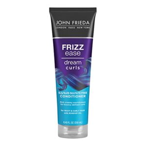 john frieda frizz ease dream curls conditioner, hydrates and defines curly, wavy hair, helps control frizz, sls/sles sulfate free, enhances natural curls, 8.45 fluid ounces