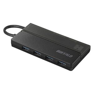 buffalo bsh4u135u3bk usb hub, ps4, ps5, windows chromebook, usb 3.0, slim type, bus power, 4 ports, cable storage, convenient to carry, japanese manufacturer, remote, telework, work from home