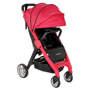 larktale chit chat plus | lightweight full-featured stroller for newborns and toddlers | compact folding stroller for travel featuring eco-friendly materials and one-handed steering, barossa red