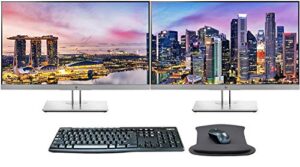 hp elitedisplay e243 24 inch 1920 x 1080 (1fh47a8) full hd ips led-backlit lcd 2-pack monitor bundle with hdmi, vga, displayport, mk270 wireless keyboard and mouse combo, and gel mouse pad