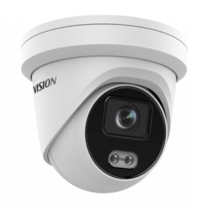 Ⲏіkvіsіon ip camera acusense ds-2cd2347g2-lu 4mp poe ip turret dome camera, 247 full color 2.8mm fixed lens outdoor rated, ip67, h.265+ built in microphone, english version human vehicle detection