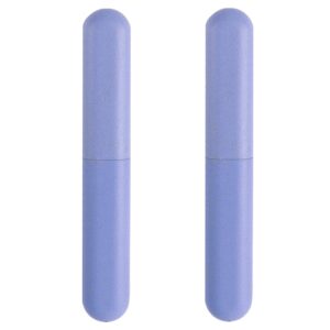 travel toothbrush case plastic portable toothbrush holder for travel, business, home, camping, school(2 pcs, blue)