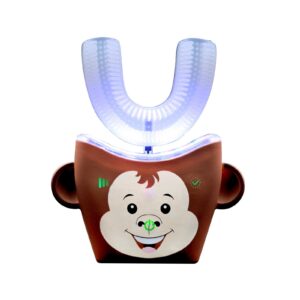 autobrush kids whole mouth electric toothbrush and training brush - built in music, timer, and lights - teach and make healthy oral habits fun (ages 8-10, monkey)