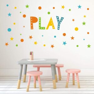 play wall decals playroom wall decor modern wall decals for kids girls boys bedroom nursery wall stickers star wall decals dots wall art a62 (play room)