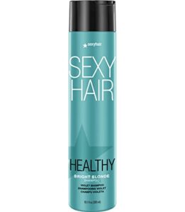 sexyhair healthy bright blonde violet shampoo, 10.1 oz | helps counteract brassiness | sls and sles sulfate free | all hair types