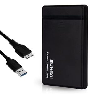 suhsai gaming hard drive 500 gb portable external hard drive usb 3.0 storage drive 2.5 hdd compatible with laptop computer, xbox, mac, ps4, ps5, chromebook - black