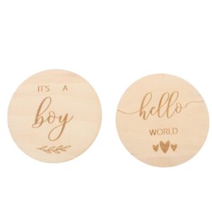 abaodam 2pcs its a boy wooden sign hello world sign birth announcement wooden sign for new mom hospital photography prop boho decorations