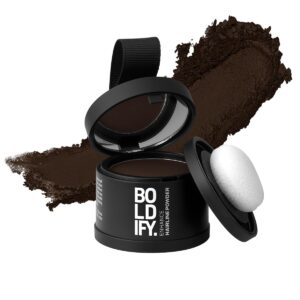 boldify hairline powder - root touch up hair color for gray coverage - bald spot concealing hair powder for women & men - 48-hour stain-proof - dark brown