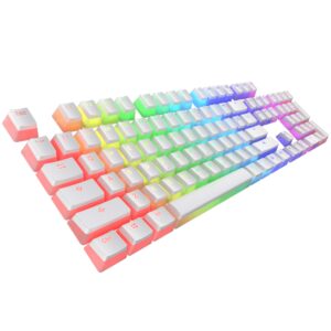 tecware pudding pbt keycaps set with keycap puller - full keys 112 keys, double-shot for mechanical keyboards, oem profile, clear and white jelly-style gaming keycaps, for phantom phantom+ (us, ansi)