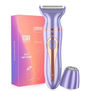 2-in-1 electric razor for women, eeska electric shaver for women cordless for women face, legs and underarm, portable bikini trimmer ipx7 waterproof wet and dry hair removal, type-c usb recharge…