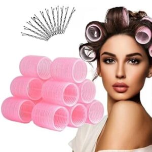 self grip hair roller curlers set,12pcs large rollers for hair, hair rollers for long hair,medium and short hair,salon hairdressing curlers for women,diy hairstyle (large)