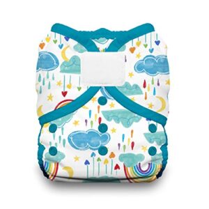 thirsties duo wrap reusable cloth diaper cover, hook and loop closure, rainbow size one (6-18 lbs)