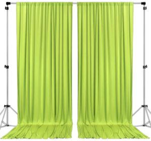 ak trading co. 10 feet x 10 feet light green polyester backdrop drapes curtains panels with rod pockets - wedding ceremony party home window decorations, 5ft x 10ft