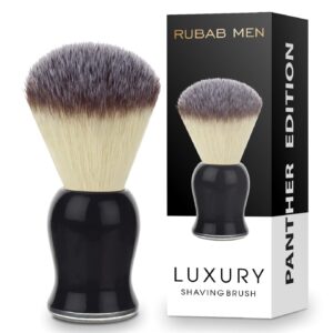 rubab men premium shaving brush for men made with cruelty-free soft bristles |panther edition| experience luxury wet shave | boosting an elegant black-toned handle handcrafted by master craftsman