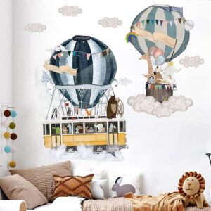 sengter animals travel around the world wall stickers cute posters hot air balloon wall decals animal stickers kids wall decor wall murals wall decorations for living room bedroom nursery decor