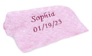 lily and page personalized baby blanket - pink custom baby blanket for baby girl, custom name fleece blankets cozy plush material, the perfect baby gift