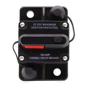 motoparty 150 amp circuit breaker switches with manual reset fuse inverter for car marine trolling motors boat atv dc 12v -42v waterproof current overload protection(150 a)