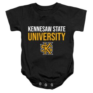 kennesaw state university official stacked unisex infant snap suit for baby, black, small (6 months)