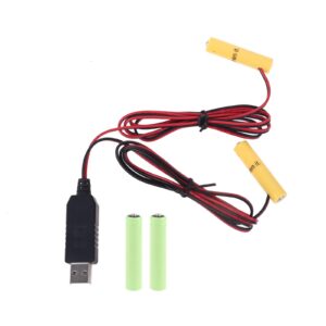 2in1 5v usb to 3v dual lr6 lr03 battery power supply cable replace 2x 1.5v aa aaa battery eliminator for led light toys luminara candles walkie talkie and more,usb aa battery eliminator cord