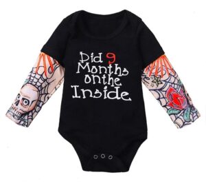 stylesilove infant baby boys girls printed romper tattoo sleeve cotton bodysuit holiday halloween outfit (did 9 months on the inside, 60/0-3 months)