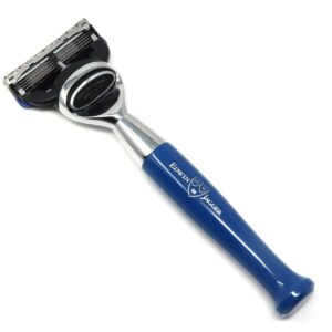 edwin jagger diffusion 72 series blue, chrome plated, compatible with a gillette fusion proglide cartridges