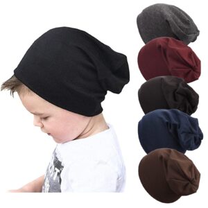 dreshow bqubo 5 pack unisex baby hats for kids cotton skull caps soft cute knit cap baby toddler beanie for 3 months - 6 years