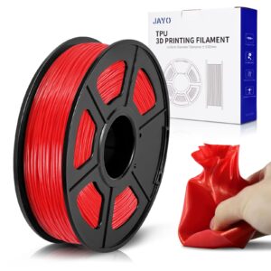 tpu filament 1.75mm, jayo flexible 3d printer filament tpu shore 95a, 0.5 kg spool tpu red, dimensional accuracy +/- 0.03 mm