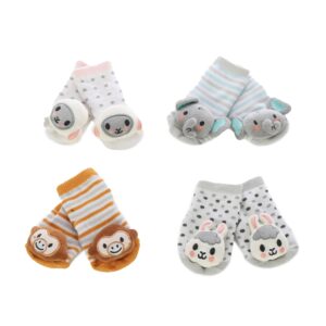 lil' llama baby rattle socks - rattle socks for baby boy & girl - rattle animal socks - baby socks with rattles - baby sock rattles