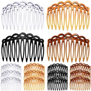 willbond 16 pieces women hair comb accessories french hair side combs plastic twist decorative comb clips for women bridal wedding veil teeth(black, transparent, light coffee, dark coffee)