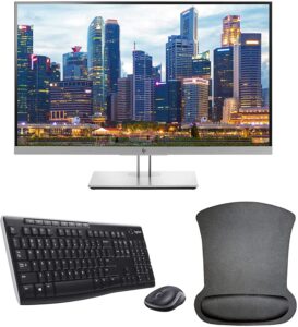 hp elitedisplay e273 27 inch 1920 x 1080 (1fh50a8#aba) full hd ips led backlit monitor bundle with hdmi, vga, displayport, gel mouse pad, and mk270 wireless keyboard and mouse combo