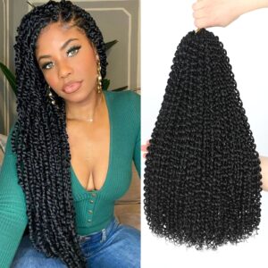 dansama passion twist hair water wave crochet hair for black women, long bohemian braiding hair for boho locs, faux locs, butterfly style crochet braids hair extensions (18inch, 1b, economy pack)