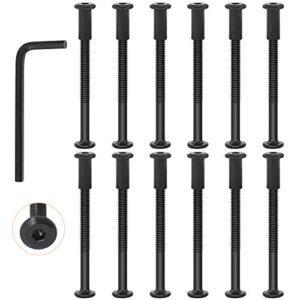 rustark 12 set m6x75mm black hex drive socket cap bolts kit carbon steel allen head countersunk furniture crib bolts nuts with free hex key for chairs bed cribs furniture