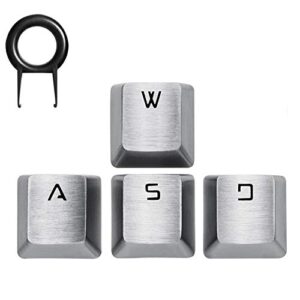 qupei metal keycaps oem(wasd keys) fps/moba for 60%/87/104/108 for mx switches mechanical keyboard, ultra-thin fps & moba gaming keyboard caps for cherry mx switch (silver)