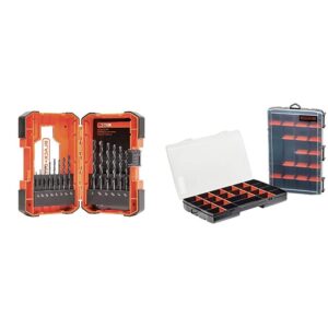 beyond by black+decker drill bit set, 14-piece with tool organizer, 22-compartment, 2-pack (bda14boddaev & bdst60714aev)