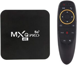 mxq pro 5g with air mouse & voice control 2024 upgraded android 13.1 version ram 2gb rom 16gb tv box h.265 hd 3d dual wifi 2.4g/5.8g quad core android smart tv box