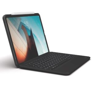 zagg folio keyboard - backlit tablet keyboard and case - made for ipad pro 11"" (2018) - black (103002357)