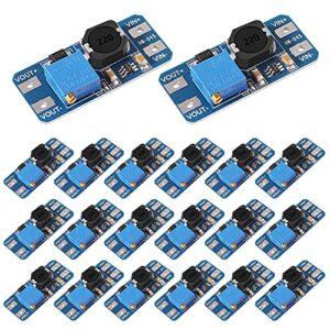 aitrip 20pcs mt3608 dc-dc boost converter 2a adjustable step up module voltage regulator board input voltage 2v-24v to 5v-28v output voltage for arduino