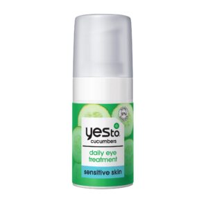 yes to cucumber daily eye treatment, moisturizing quick-absorbing treatment for under-eye skin to de-puff & hydrate, with caffeine compound & evodia fruit extract, natural & cruelty free, 0.5 fl oz