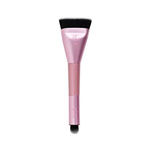 real techniques sculpt & shape dual ended makeup brush, 2-in-1 sculpting brush, contours cheek, nose, & eyes, flat head blends & intensifies contour or highlighter, vegan & cruelty free, 1 count