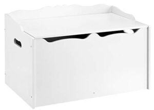 amazon basics kids toy box, wooden organizer storage chest,white, 30" x 18" x 19"