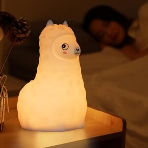 alpaca night light for kids desk lamp, led toddler light up bed room bedside dimmable nursery night lamp for breastfeeding, rechargeable baby light soft eye caring for teen girl boy baby shower gifts