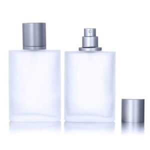 2 pack 100ml/3.38 oz empty frosted glass spray bottle perfume atomizer, refillable fine mist spray empty perfume bottles with 4 kinds of perfume dispenser (2 pack 100ml/3.38 oz frosted bottles)