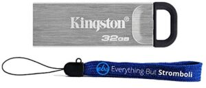 kingston datatraveler kyson 32gb usb 3.2 flash drive 200mb/s high speed usb for computer (dtkn/32gb) bundle with (1) everything but stromboli lanyard