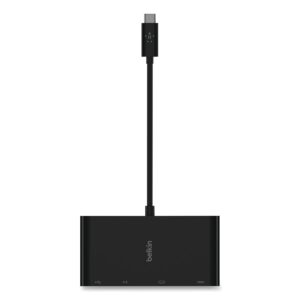 belkin usb-c multimedia adapter, hdmi/ethernet/usb-a/usb-c/vga, 4.33", black